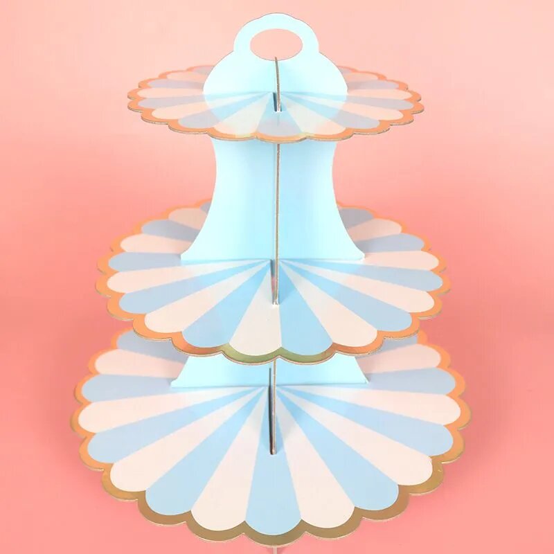 Стойка для кексов, капкейков, пирожных бумажная этажерка ,3 яруса одноразовая