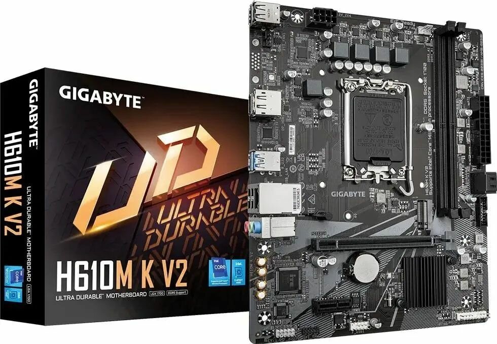 Материнская плата Gigabyte H610M K V2 Soc-1700 Intel H610 2xDDR5 mATX AC 97 8ch(7.1) GbLAN+HDMI+DP