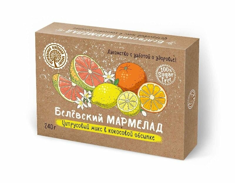 Мармелад белевский в кокосовой обсыпке Цитрусовый Микс /картон/ 240г