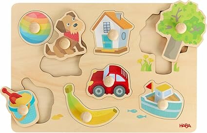 Пазл деревянный для детей Haba -"Первые слова", для изучения первых слов, знакомства с цветами и распознавания форм, 8 эл. - 2011813001