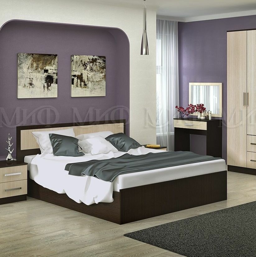 Фиеста Кровать 1,6м (Дуб беленый, венге)