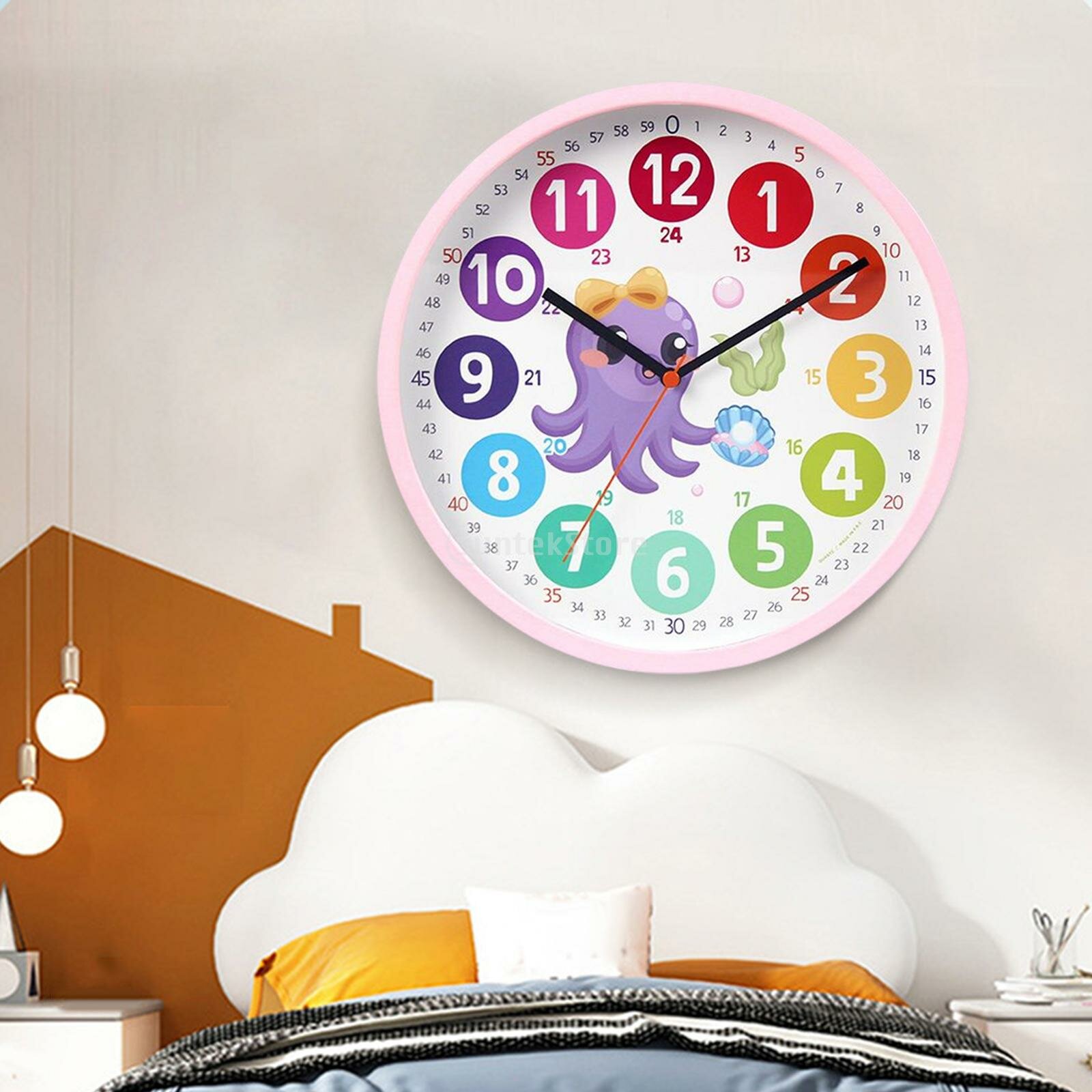 Детские Настенные Часы Обучающие Аналоговые Бесшумные для Кл