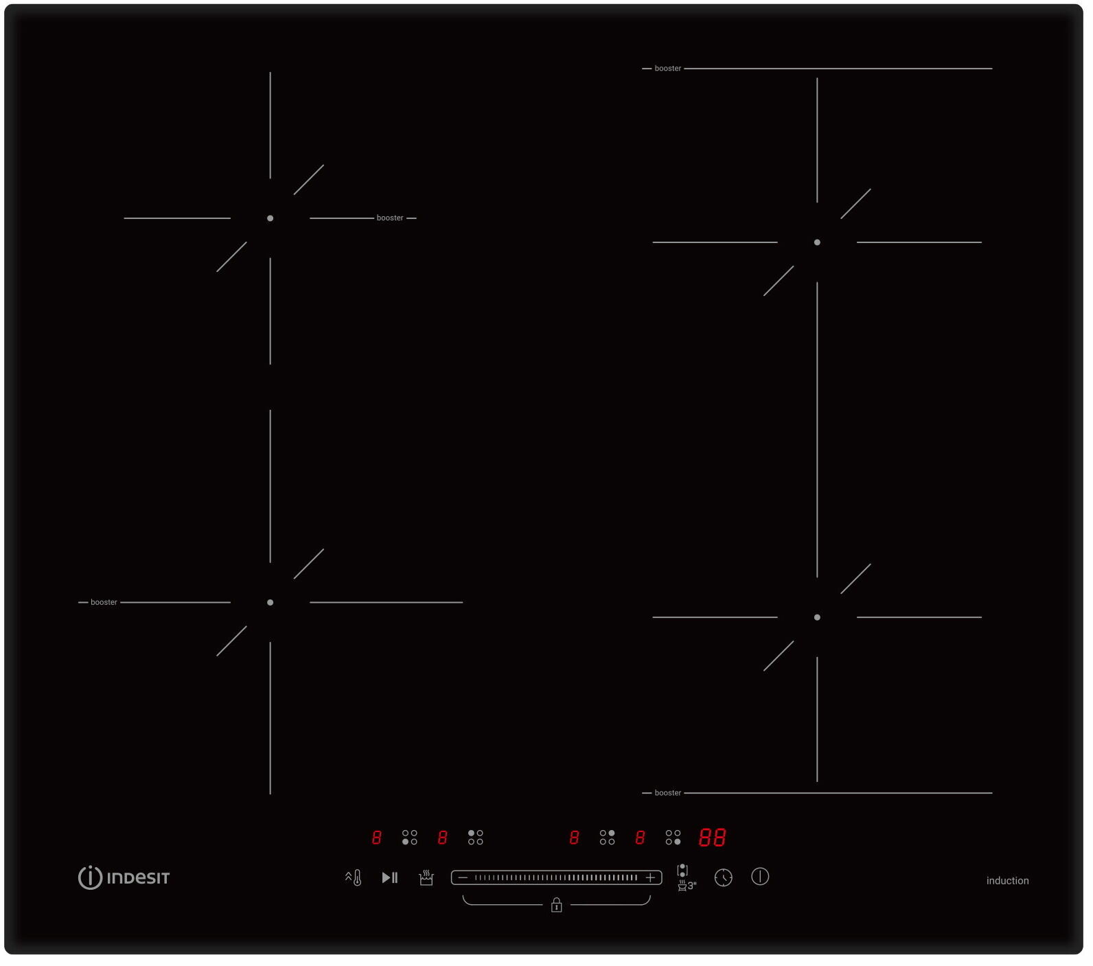 Варочная панель Indesit IB 40CS60 NE индукционная, объединяемая зона, слайдер