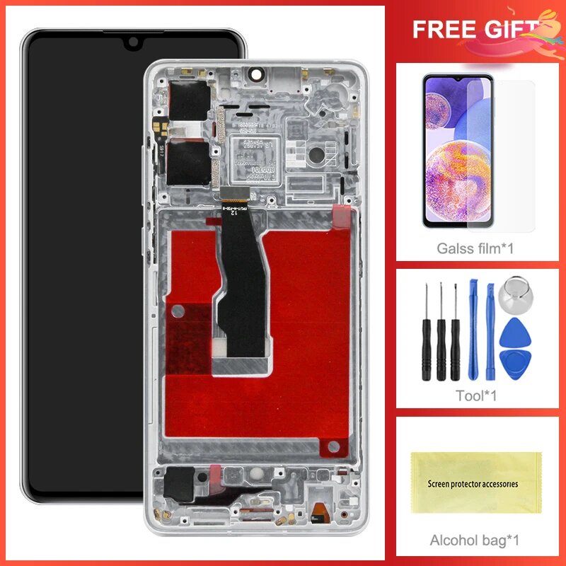 OLED P30 Экранная панель с отпечатками пальцев для дисплея huawei p30 + запасные With White Frame