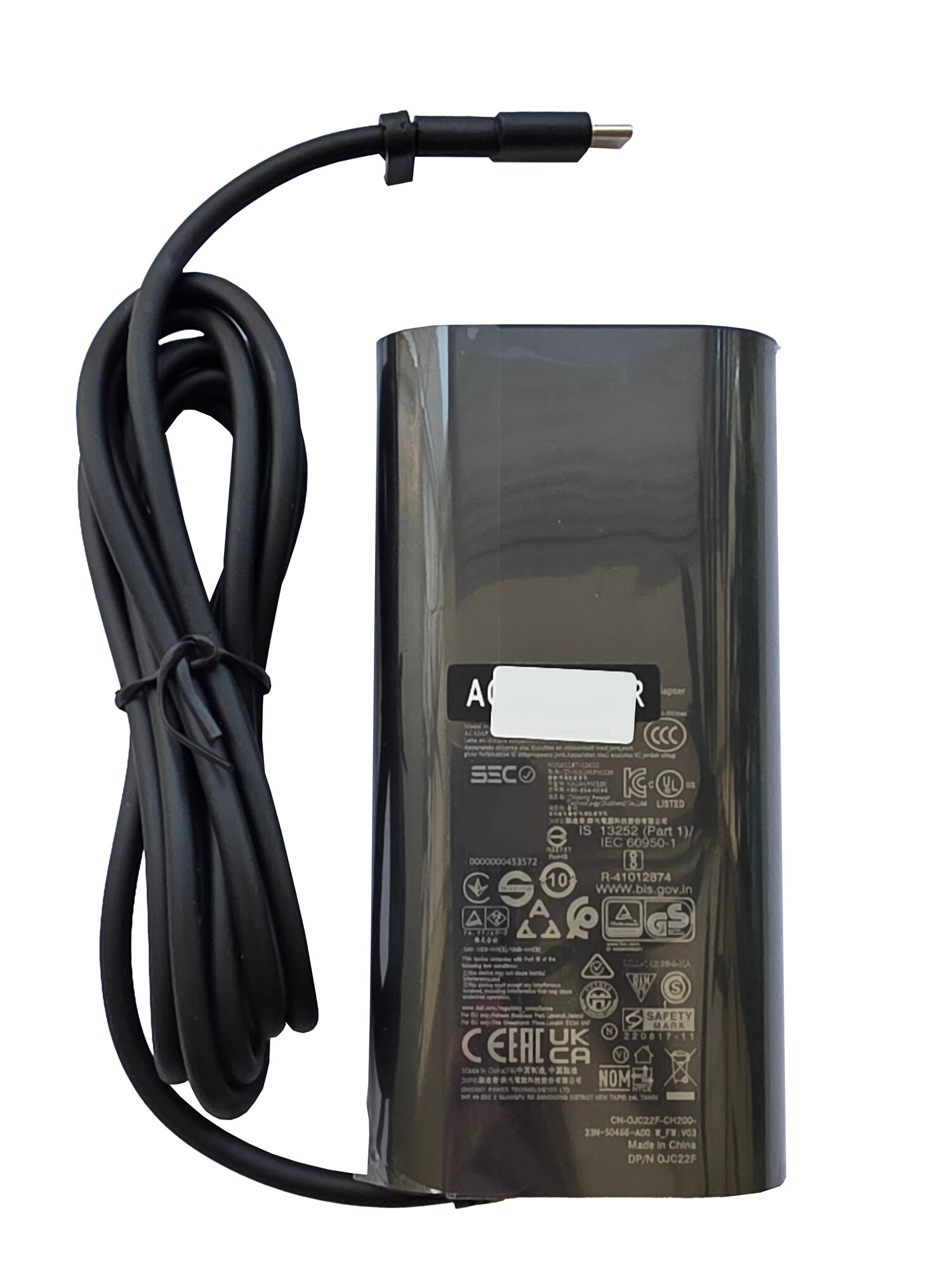 Блок питания (сетевой адаптер) для ноутбуков Dell 20V-5A (12-20V) 100W Type-C (5-gen type) черный, с сетевым кабелем