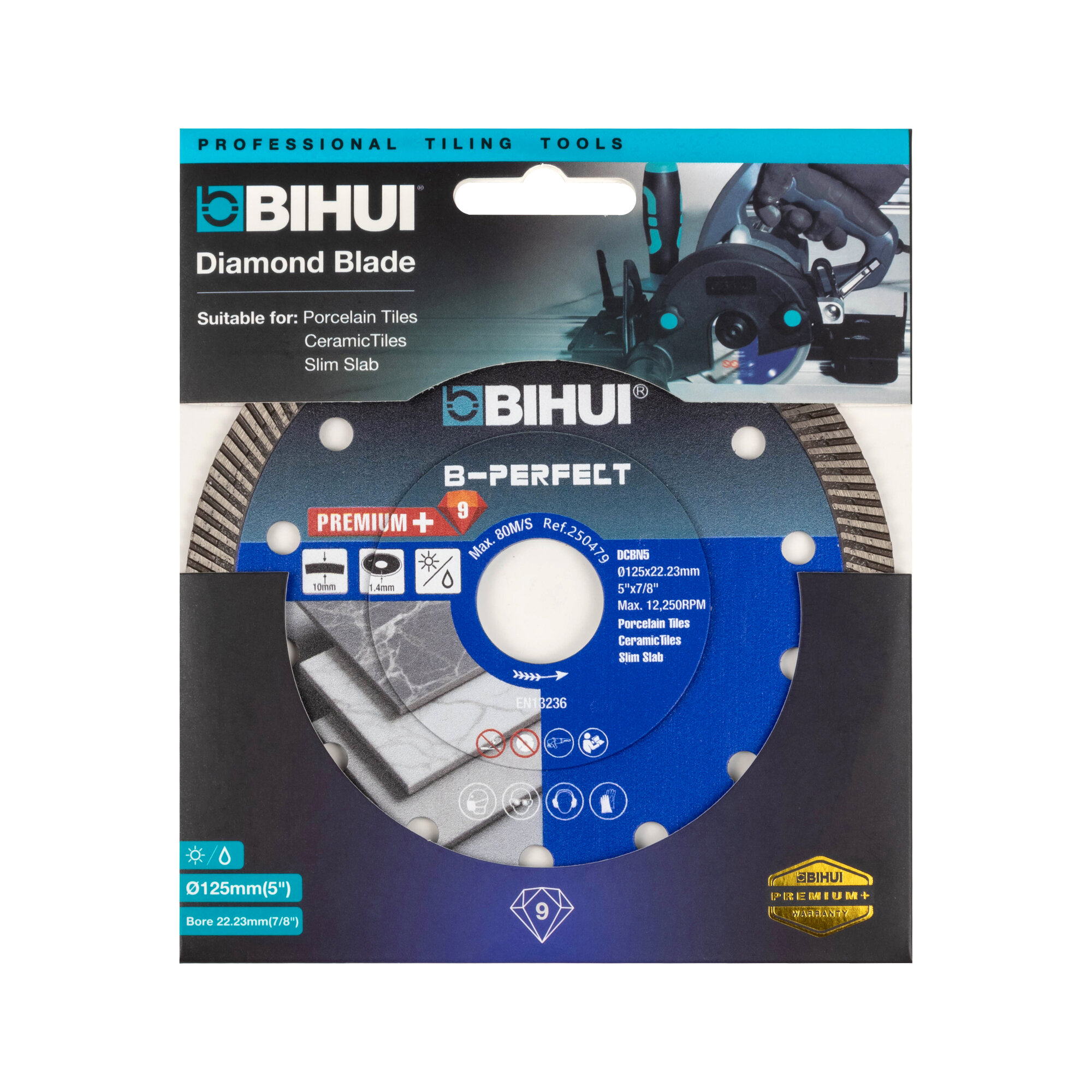 Алмазный диск BIHUI SUPER THIN TURBO, 125х1,4мм, сухой/мокрый рез, арт. DCBN5