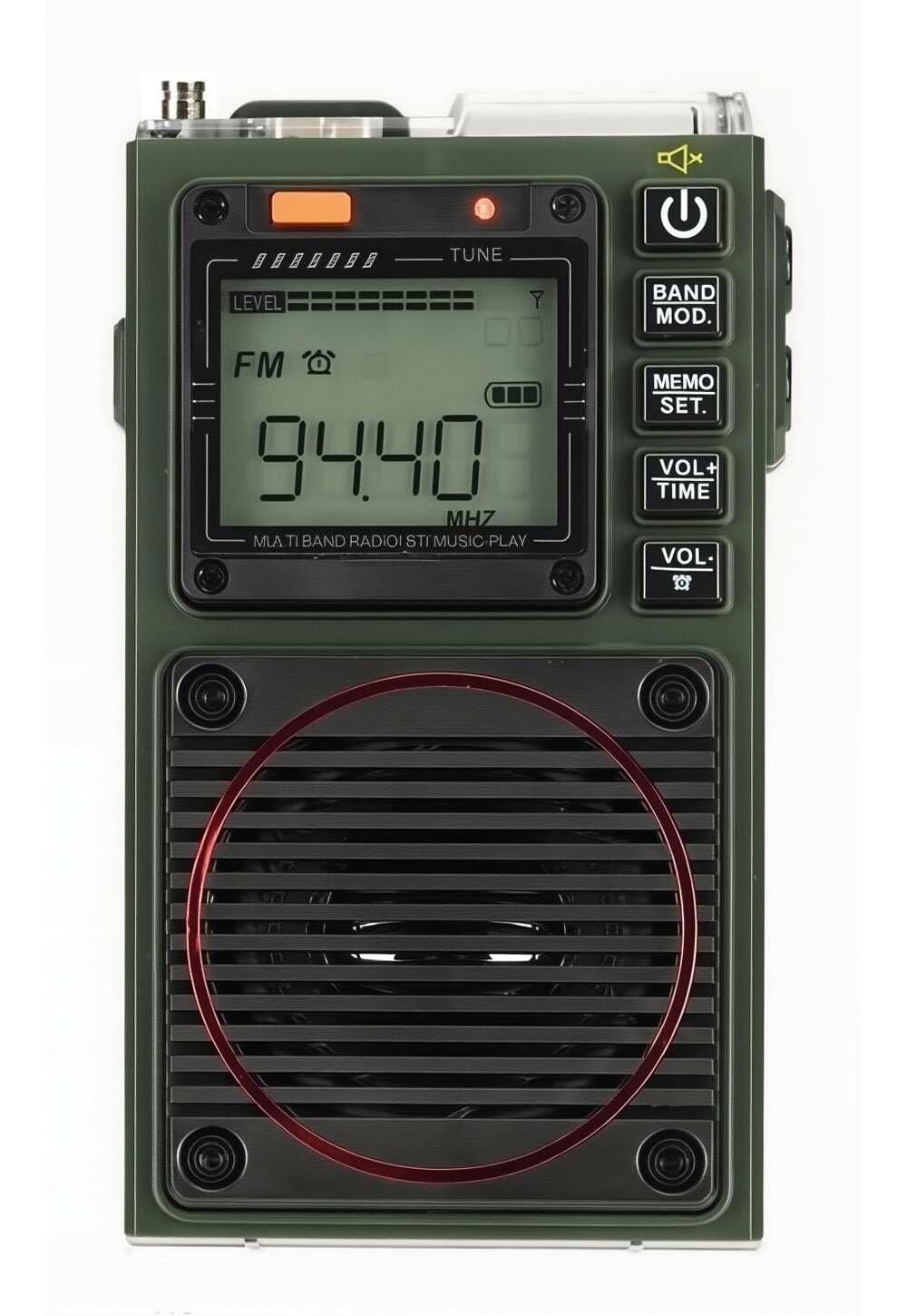 Радиоприемник Retekess TR111, FM/УКВ/СВ, встроенный аккумулятор, зеленый