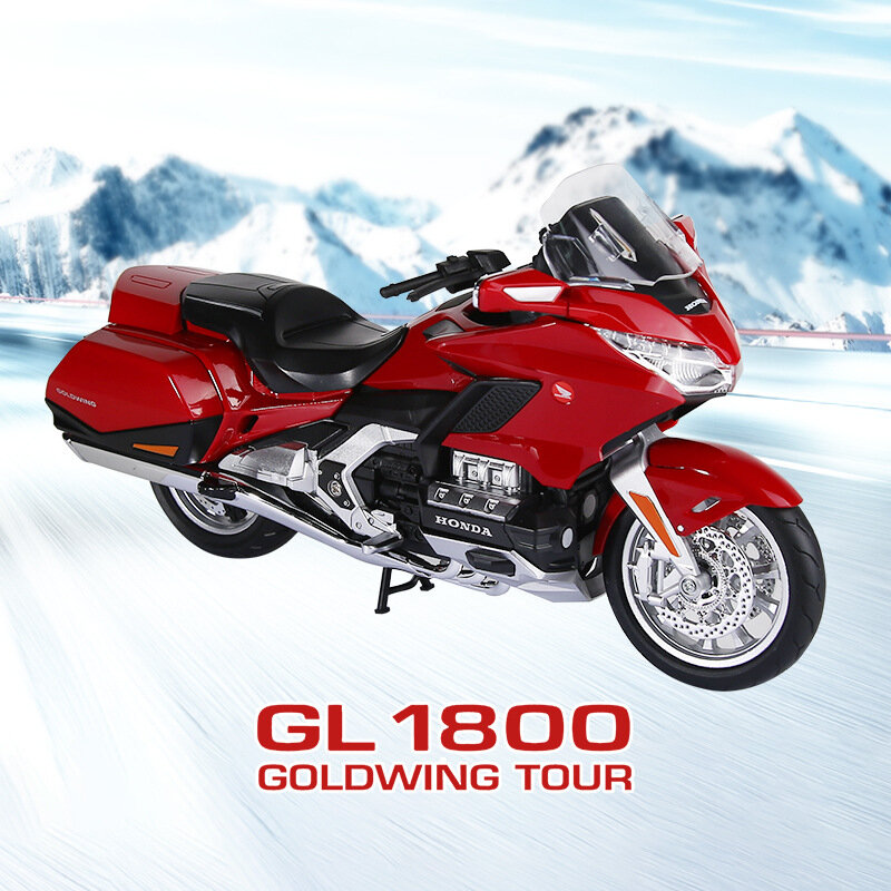 Модель мотоцикла Honda Goldwing 1:9, легированный металл, звук и свет, игрушка для мальчика 7+