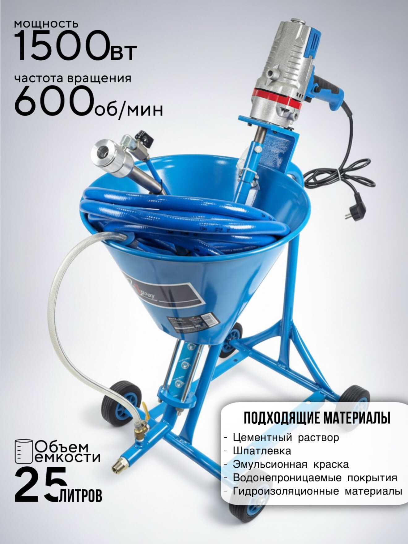 Установка AktiSpray AvS-10-20I для инъектирования, нанесения гидроизололяционных материалов и шпатлевки, без компрессора