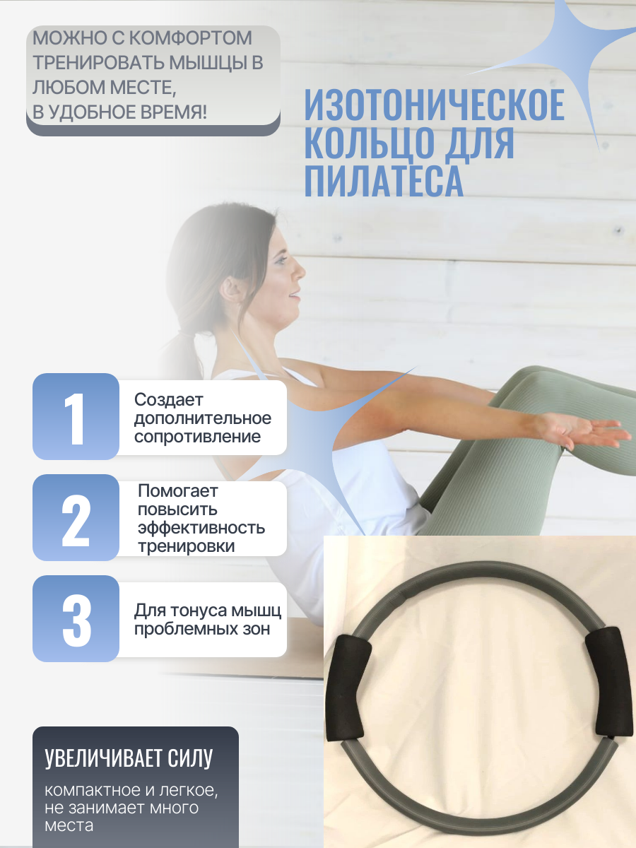 Изотоническое кольцо STATUS, для пилатеса, диаметр 33, серое