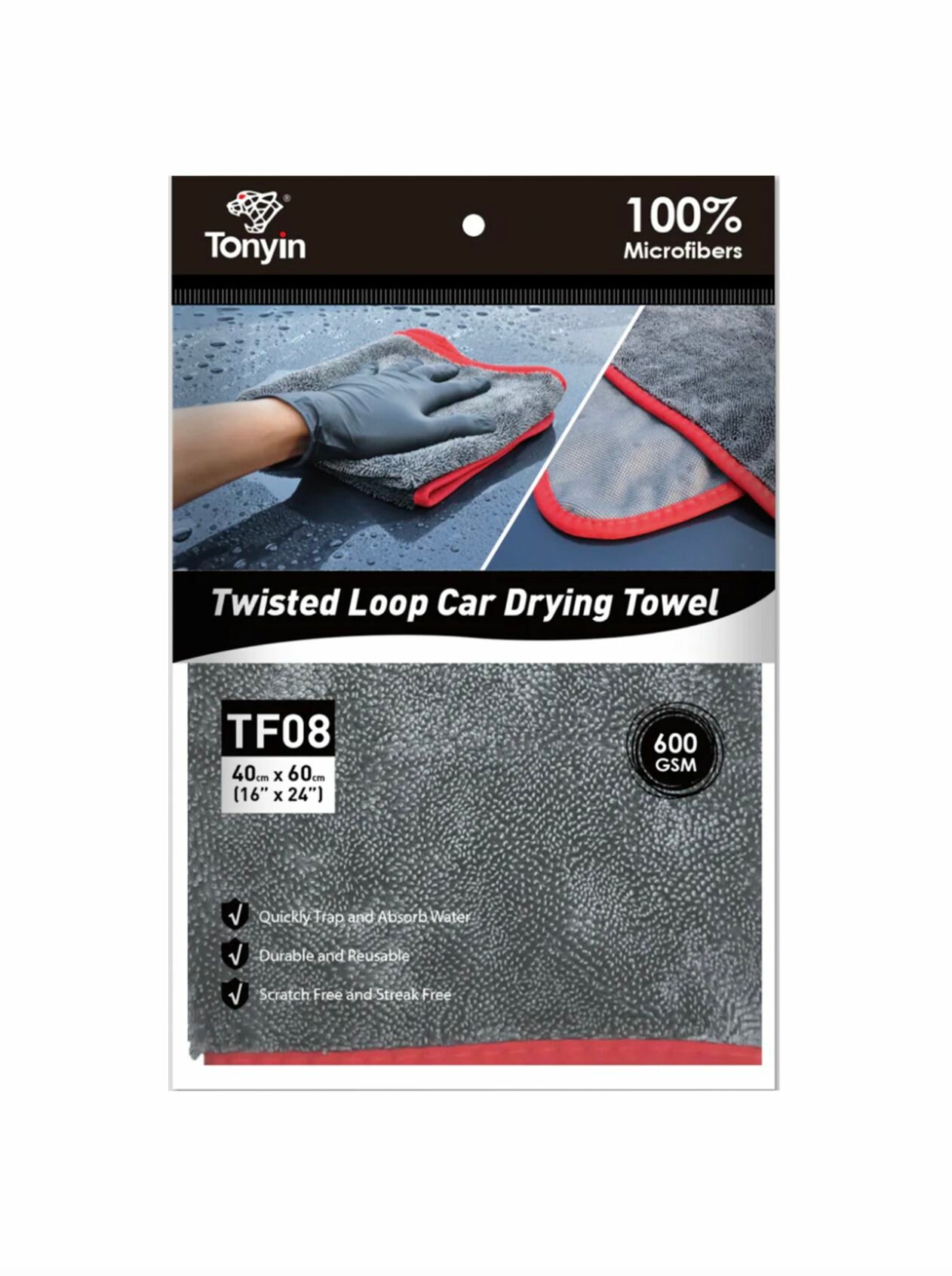 TF08 Автополотенце для сушки 40*60 TWISTED LOOP CAR DRYING TOWEL TONYIN