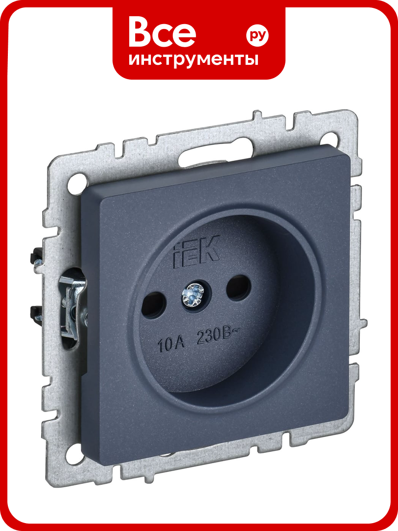 Розетка IEK Brite без заземляющего контакта, с защитными шторками 10а рсш10-2-брм мар. BR-R13-10-K35