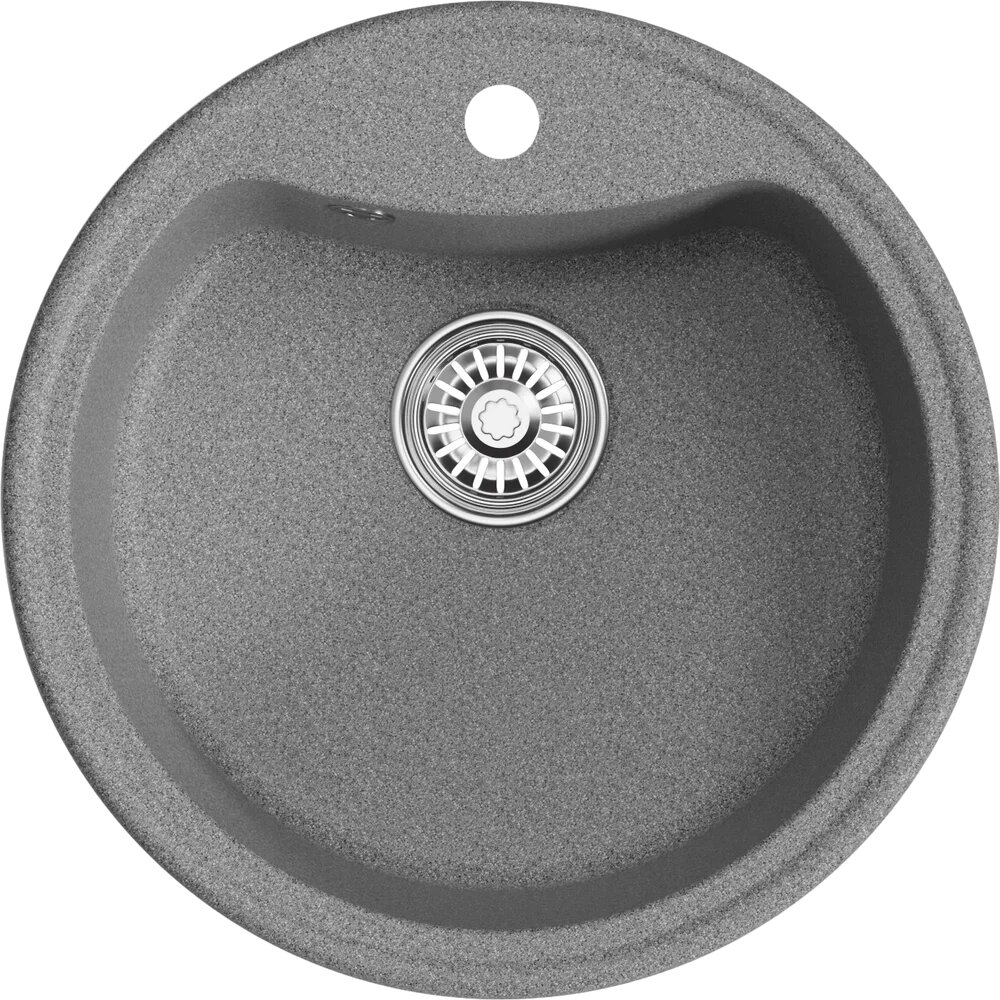 Мойка кухонная Mixline ML-GM09 мраморная, 51x51, круглая, мойка для кухни, серая, матовая