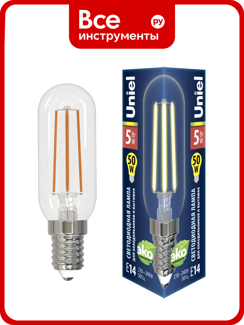 Светодиодная лампа для холодильников и вытяжки Uniel LED-Y25-5W/3000K/E14/CL GLZ04TR UL-00007129