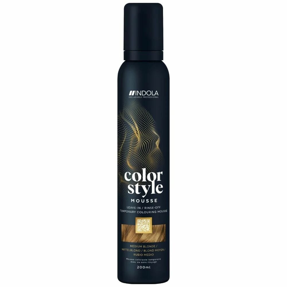 Indola Color Style Mousse Light Brown Hazel - Оттеночный мусс для укладки волос Светлый Коричневый орех 200 мл