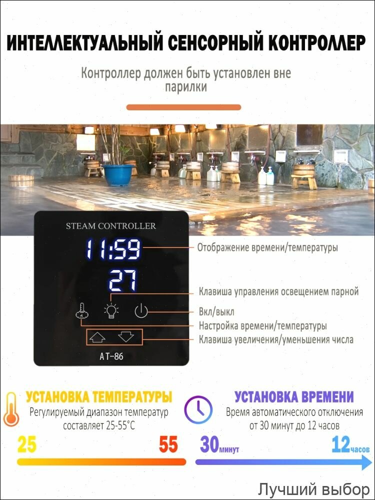Контроллер с сенсорным экраном для Парогенератор для бани