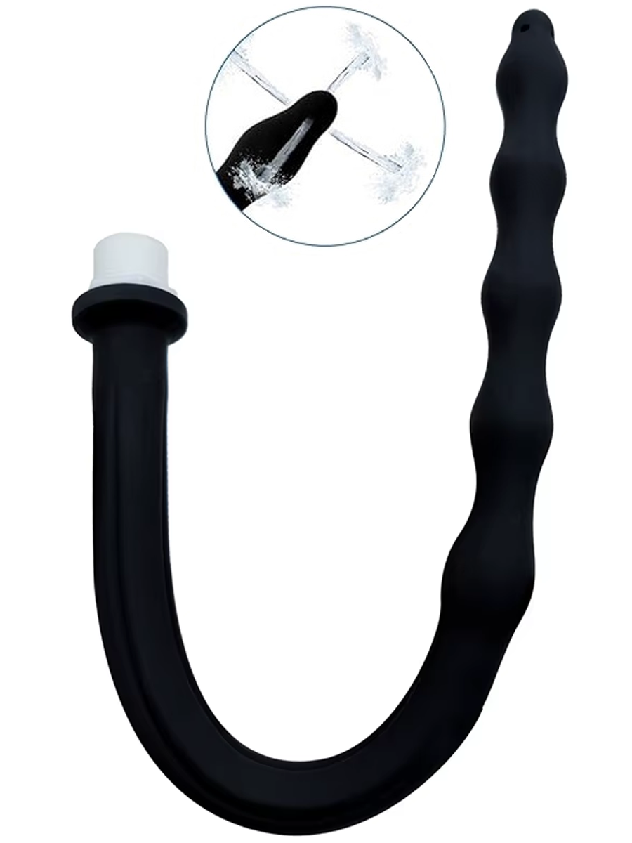 Силиконовая гибкая насадка для анального душа "SILICON BLACK ANAL DOUCHE" 41см