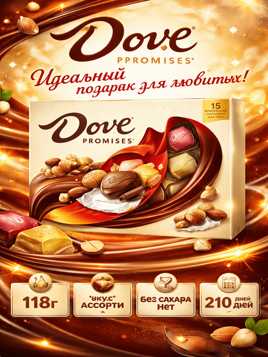 Набор шоколадных конфет Dove Promises Ассорти шоколадные, 118г