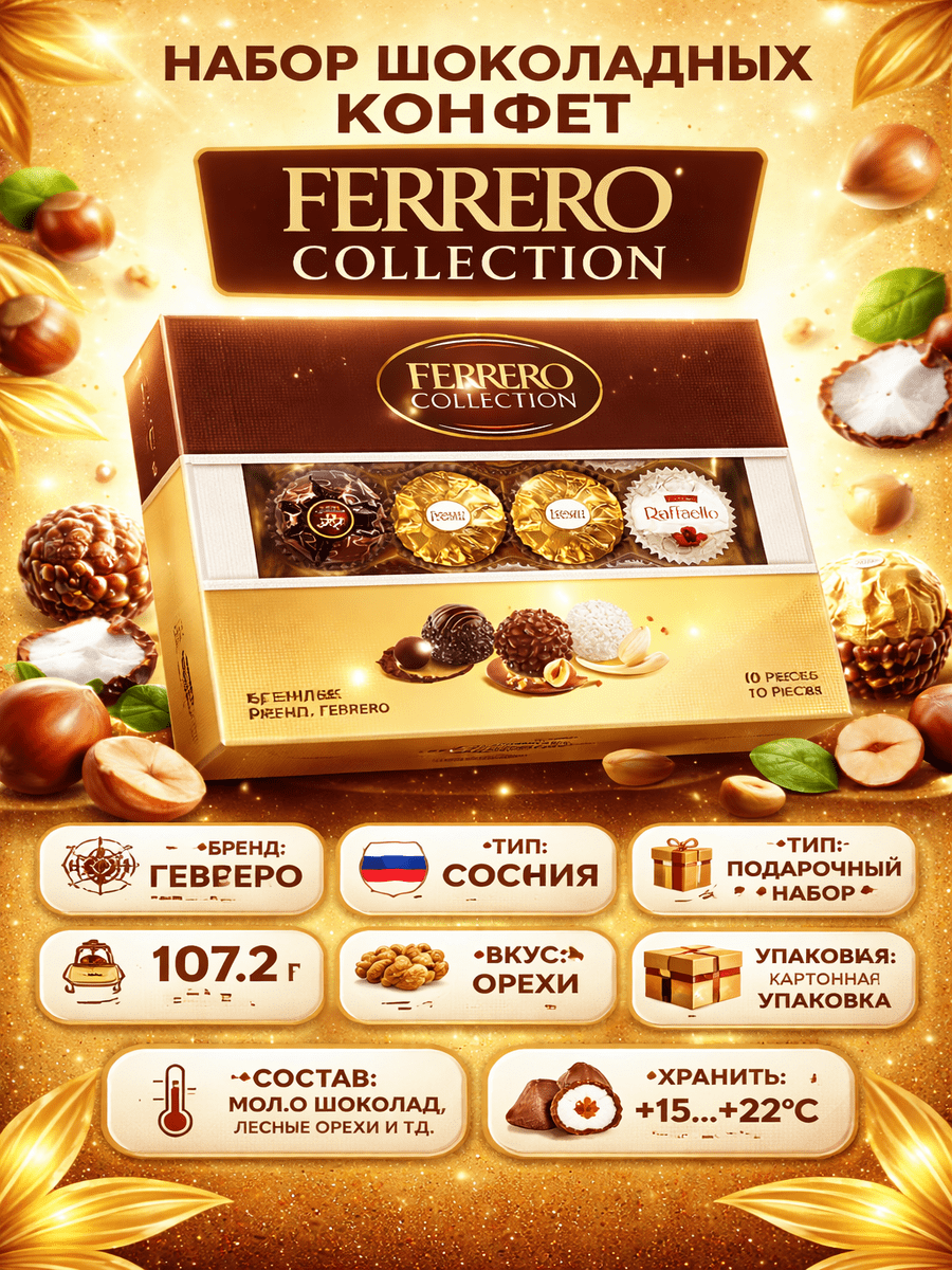 Набор шоколадных конфет Ferrero Collection, 107.2г