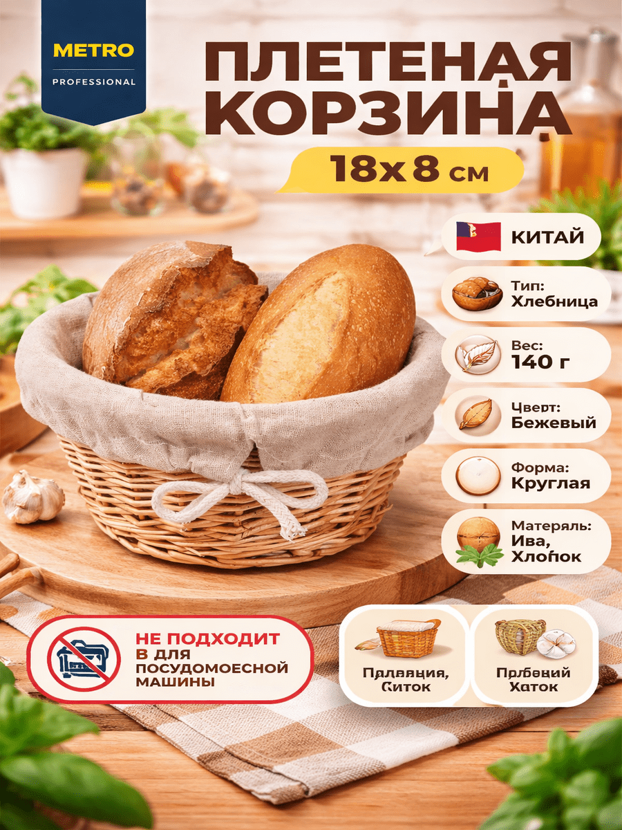 METRO PROFESSIONAL Корзина плетеная, 18 х 8см