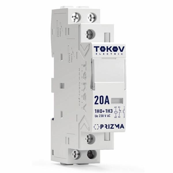 Контактор модульный 18мм 20А 230В АС 1НО 1НЗ PRIZMA TOKOV ELECTRIC TKE-PZ-MC-1-20-230-11