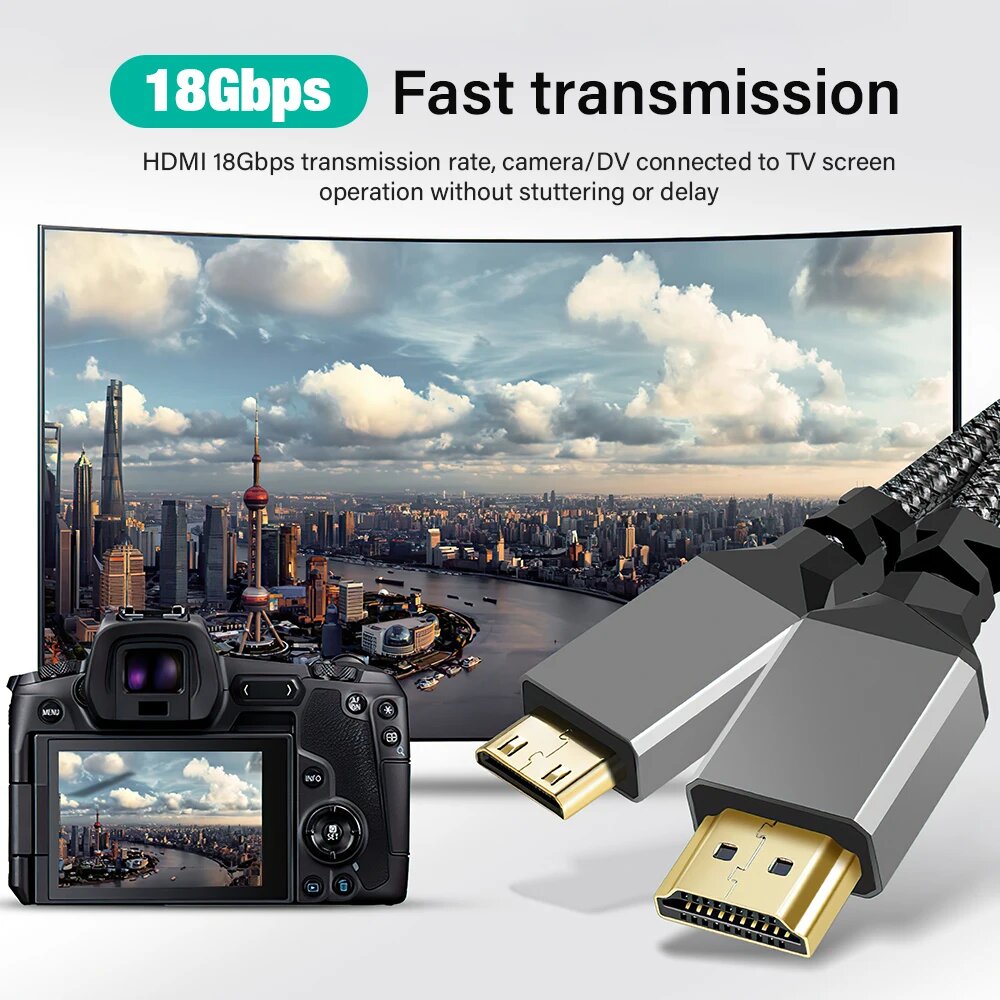 Кабель Mini HDMI - HDMI 5м 4K 60Hz — фото 1