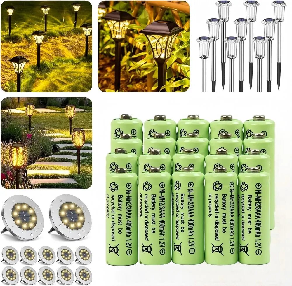 Аккумулятор 2/3 AAA NI-MH 400mah (2/3 от мизинчикового аккумулятора)1,2 В,20 шт, не батарейка типа ААА