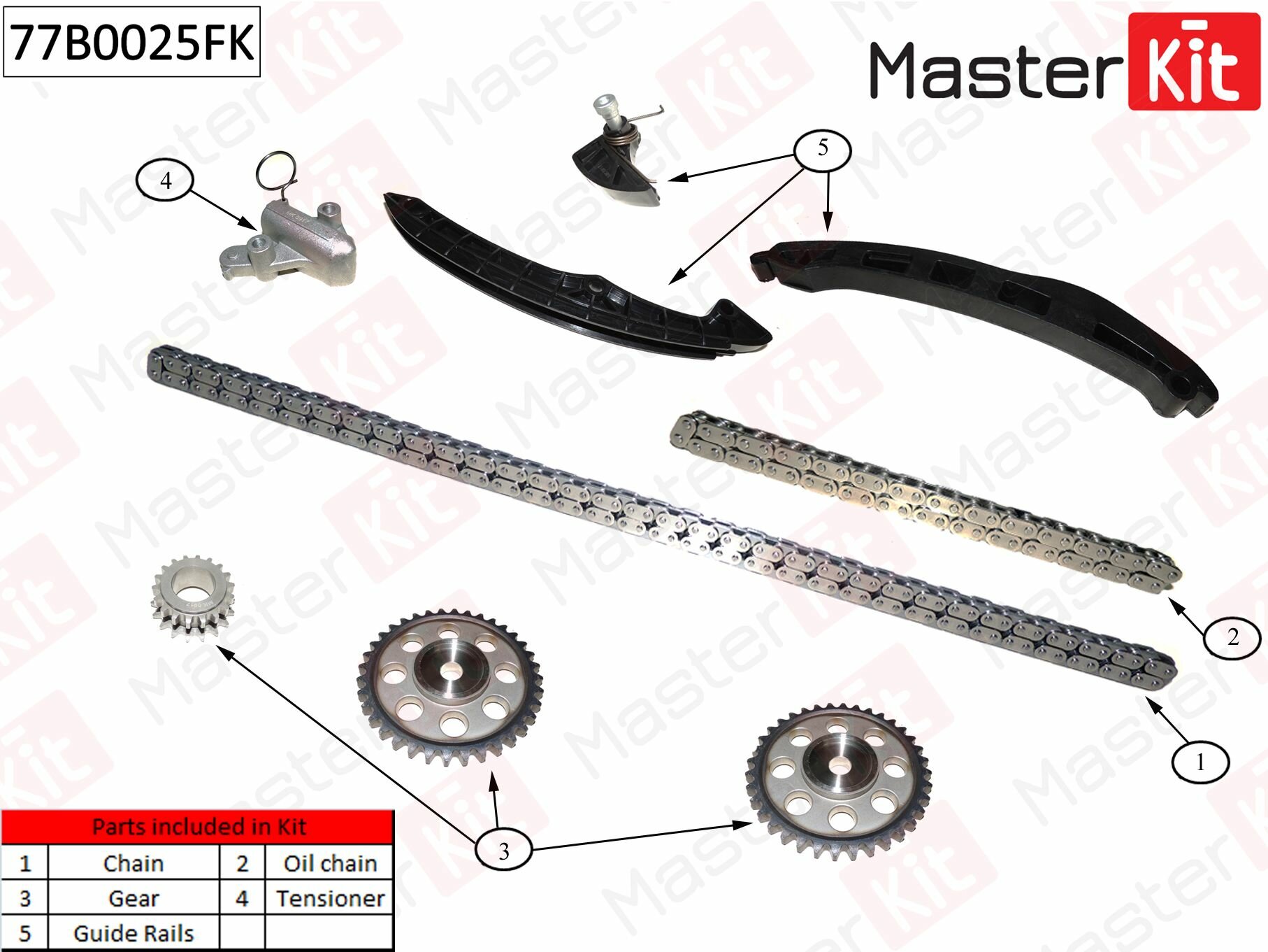 Комплект цепи ГРМ AUDI.Volkswagen 1.4FSi-1.6FSi BAG BLF BLP 03-12 MASTERKIT 77B0025FK