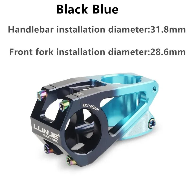LUNJE Вынос руля MTB, Black Blue, 31.8x28.6 мм