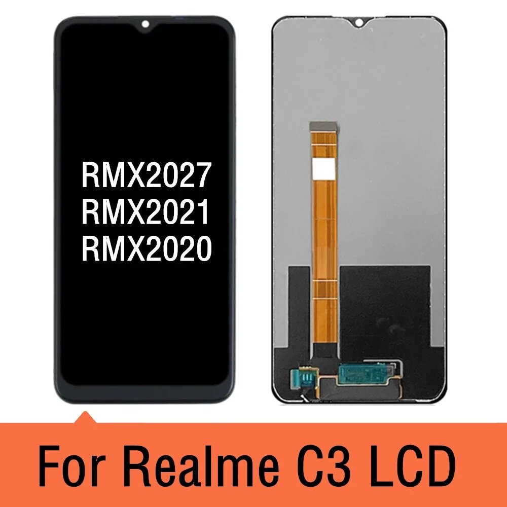 ЖК-дисплей для OPPO Realme C3, ЖК-дисплей, сменный преобразователь сенсорного экрана для Realme C3 RMX2027, RMX2020, RMX2021 ЖК-дисплей