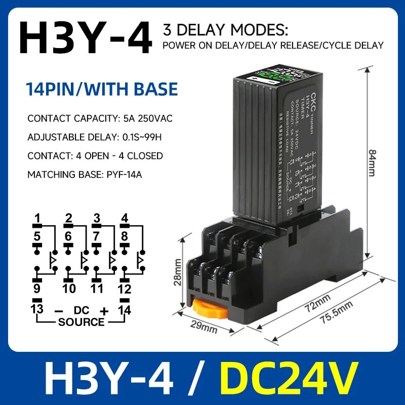 Цифровое реле таймера CKCTINNER H3Y-2 H3Y-4