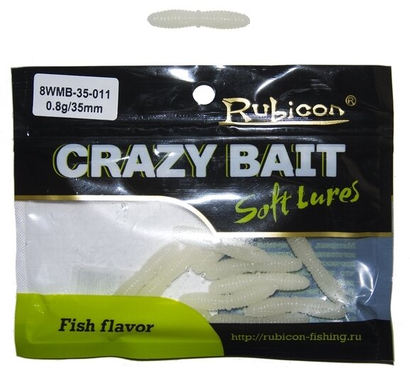 Съедобная силиконовая приманка RUBICON Crazy Bait WMB 0.8g, 35mm, цвет 011