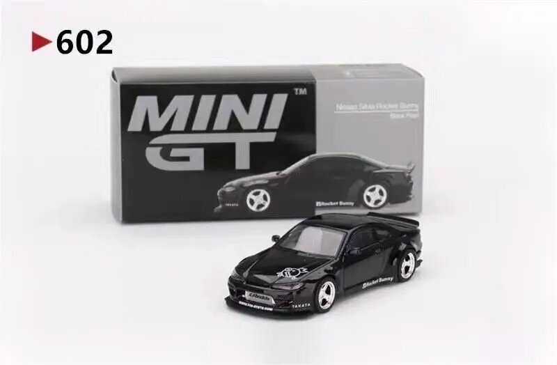 Машинка MINI GT#602 1/64 Nissan Silvia (S15) Rocket Bunny Black Pearl Die-cast Alloy Model Collection Children Gifts