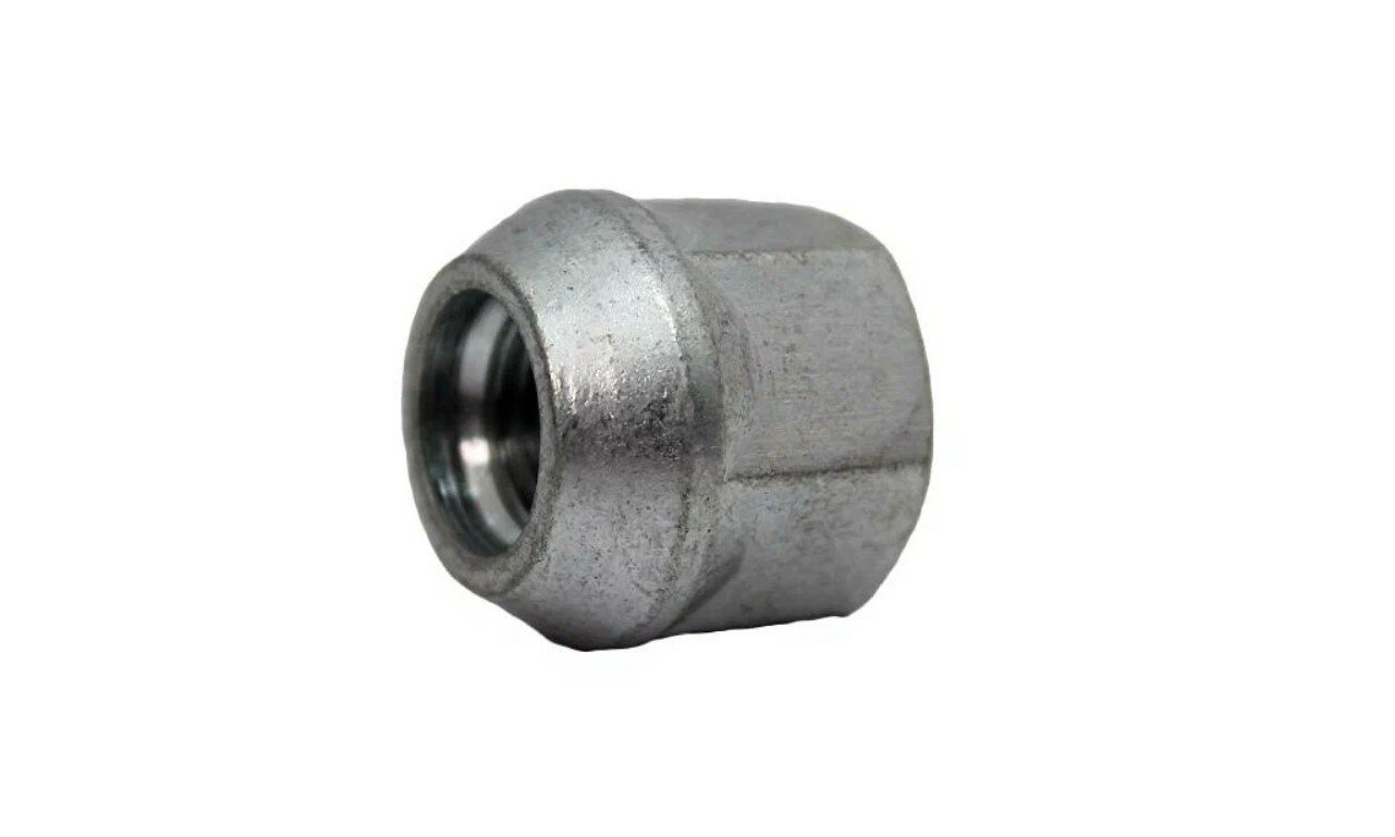 Гайка БелЗан 21230-3101040-018, для ВАЗ-2123, M12x1,25, ключ 19, закрытая, серебристая