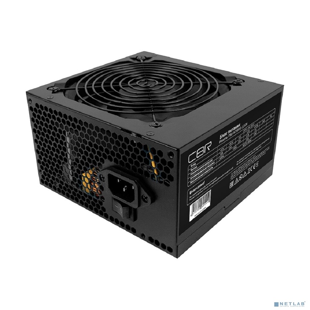 Блок питания CBR ATX 600W 80+ Bronze, DC-DC, APFC, 0.6mm, 24pin, 1*8-pin(4+4P), 2*6+2pin, 6*SATA, 4*IDE, 12cm fan, 1.5м кабель питания, черный [PSU-ATX600-12GM] BOX