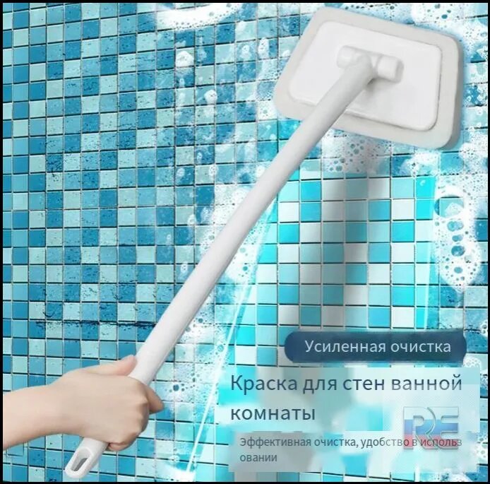 Качественная щетка для бассейна с длинной рукояткой и тремя сменными насадками, используемая для очистки