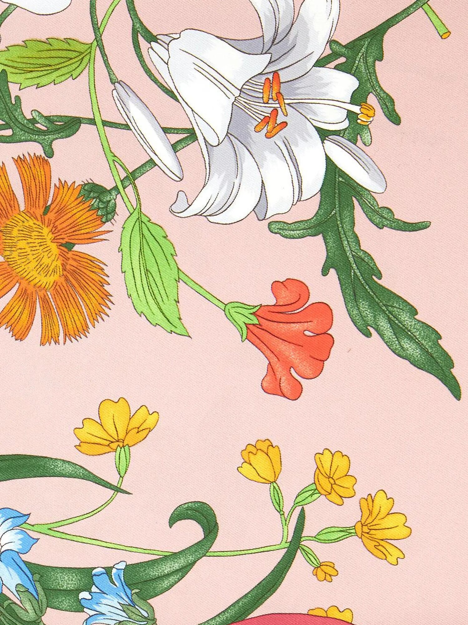 Шарф GUCCI Printed silk twill carré для девочек, coral pink — фото 1