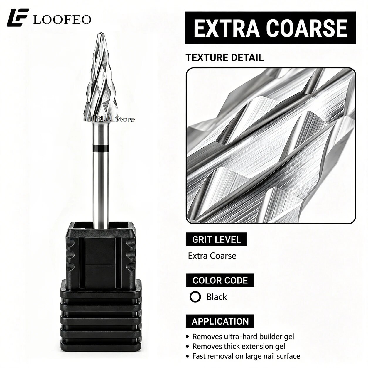 Фреза конусная LOOFEO Extra Coarse, черная, XC-1PC