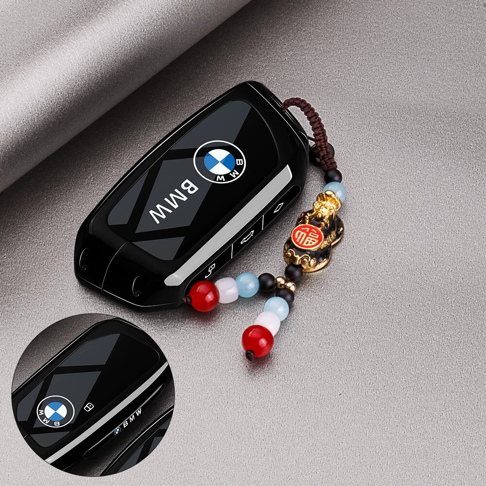 Ключевой чехол BMW G Series черного цвета с термохромным счастливым таджем для моделей 5, 3, 7 Series, X1, X3, X5