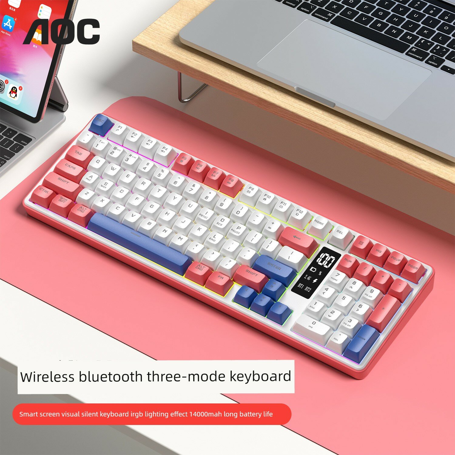 AOC Silent 99-клавишная RGB-клавиатурно-мышечная комбинация с долгим временем работы, 3-режимным подключением, вариация