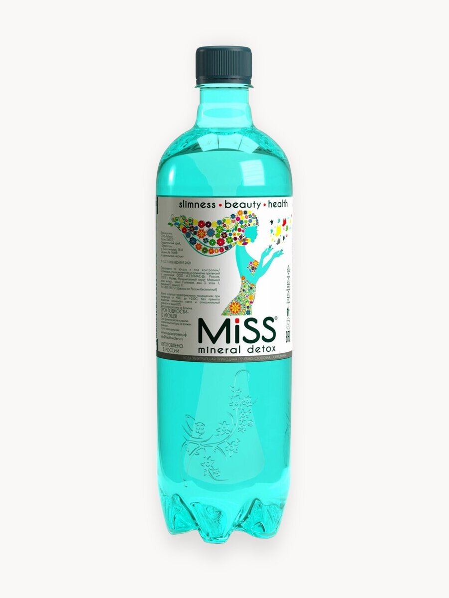 MISS MINERAL DETOX Минеральная вода лечебно-столовая. Стэлмас, 1 л х 6 шт.