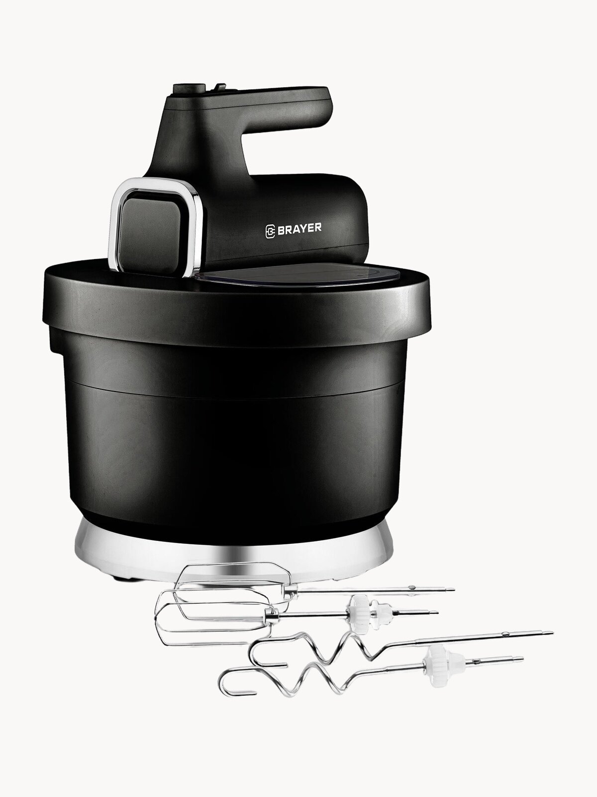 Миксер BRAYER BR1313, 800Вт, 6 скоростей, нержавеющая сталь, 3,5л, с вращением чаши