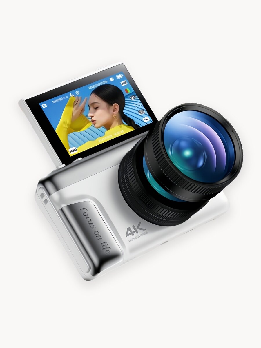 Цифровая камера 4K, автофокус, 64МП, 3", USB-C, поддержка 32ГБ，Цифровая зеркальная фотокамера Micro,