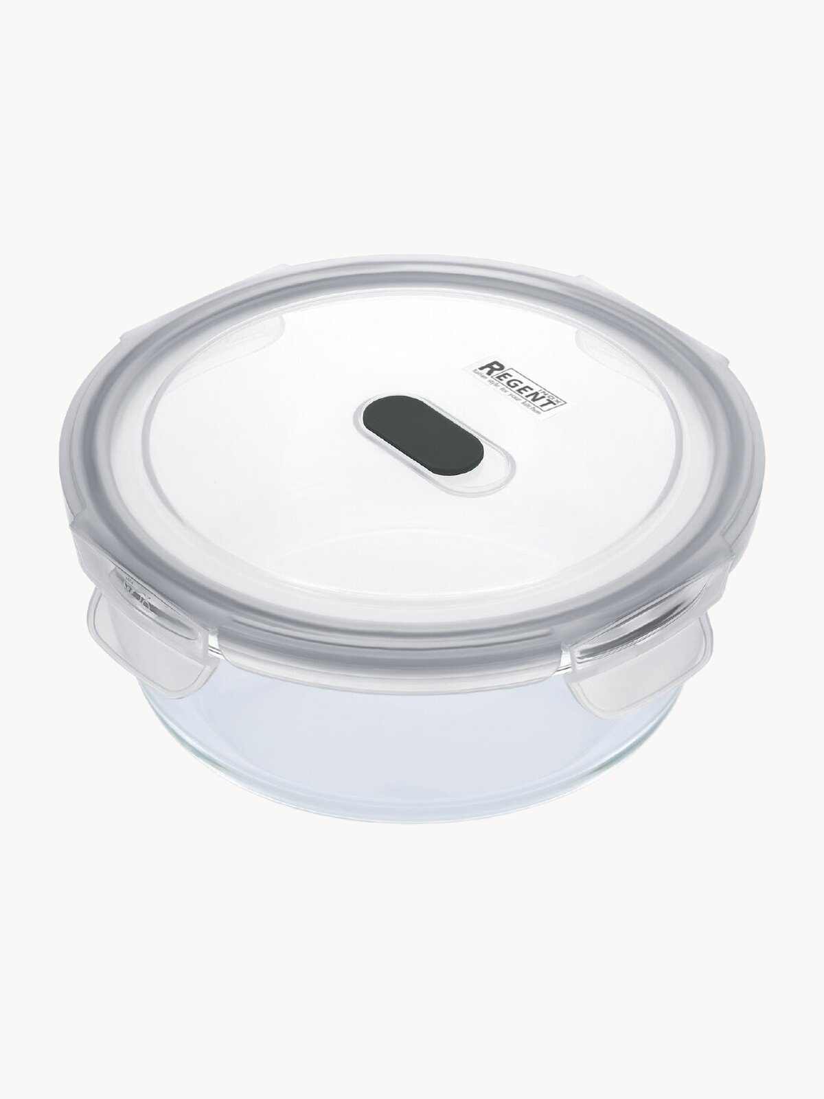Контейнер для еды Regent inox стеклянный, с крышкой для хранения продуктов, для запекания, ланч бокс 0,6 л, круглый