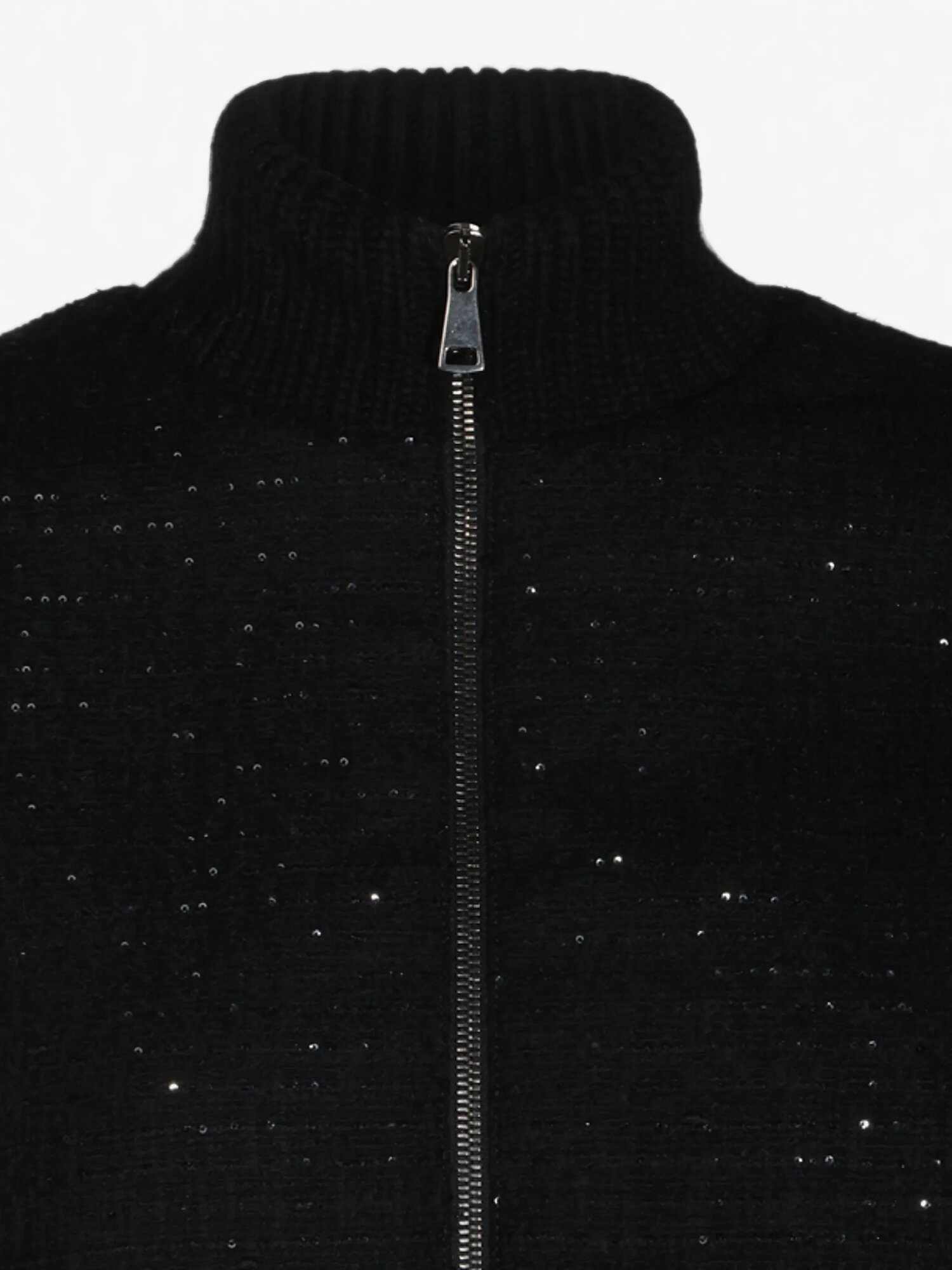 Куртка FABIANA FILIPPI Sequin-embellished ribbed-knit jacket, размер 40, черный — фото 1