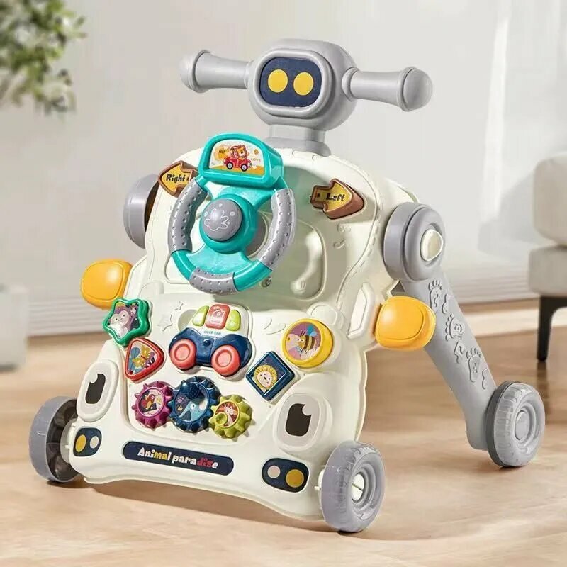 Ходунки каталка детские развивающие с бизибордом Babyhit Multi Toy, трансформируется в игровой столик, цвет серый