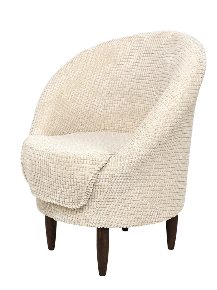 Кресло алекс 68х72х85 см, нераскладное, на ножках, белый плюш-велюр