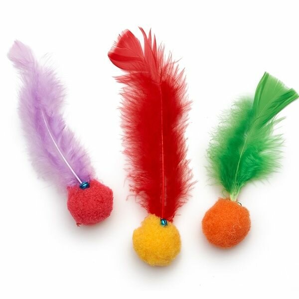 Игрушки для кошек Кот Лукас "Мячик", с пером, 5 шт
