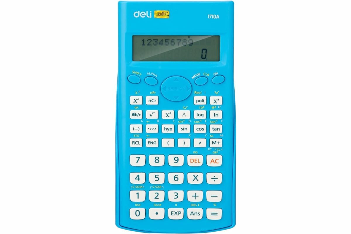 DELI e1710a/blu научный калькулятор 12разрядный ЕГЭ LCD дисплей питание от батарейки синий