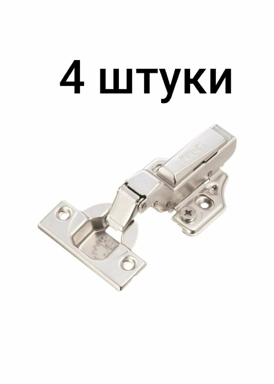 Петля (комплект - 4 шт) All-2-Way 3D, Clip-on, вкладная внутренняя с доводчиком, мягкий ход, никель, в сборе